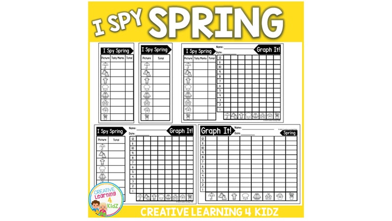 I Spy Spring Counting, Coloring, Tally and Graphing Activities - Etsy