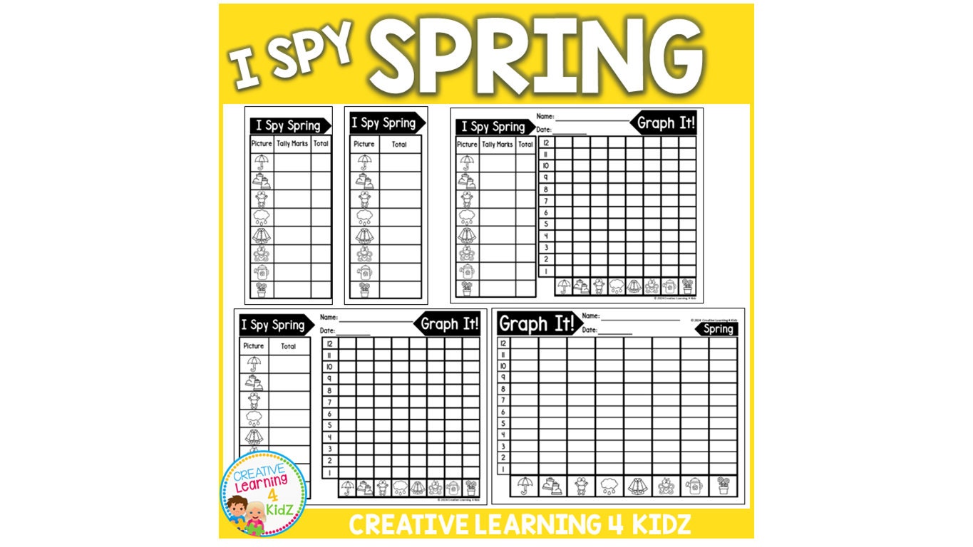 I Spy Spring Counting, Coloring, Tally and Graphing Activities - Etsy