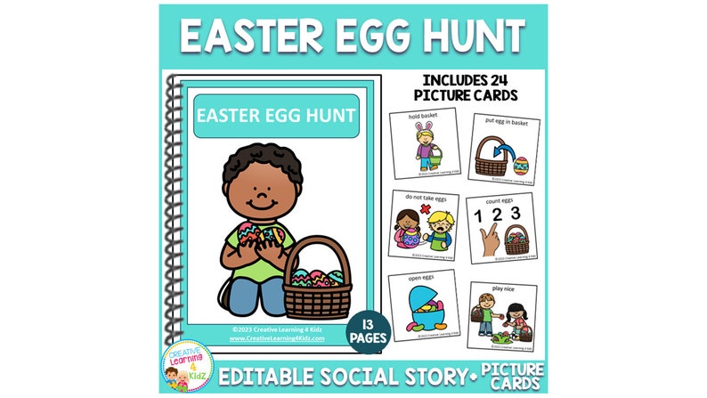 Social Story Easter Egg Hunt (editable) Book Autism PECS - Etsy