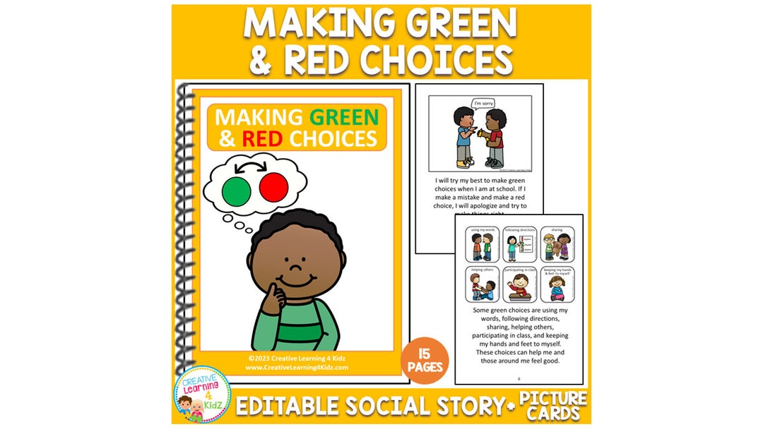 Social Story Making Green & Red Choices (editable) Book Special ...