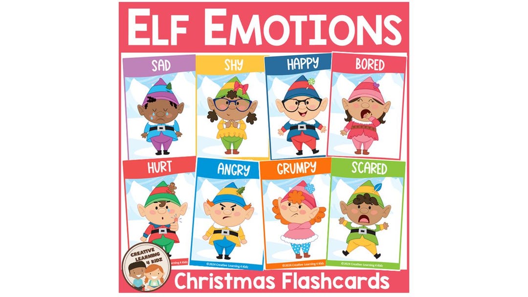 Christmas Elf Emotions Flashcards - Etsy