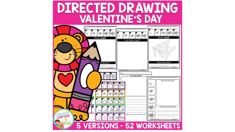Valentine's Day Directed Drawing and Differentiated Writing Activities ...