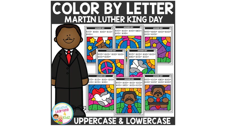 Martin Luther King Day Color by Letter Recognition Alphabet MLK ...