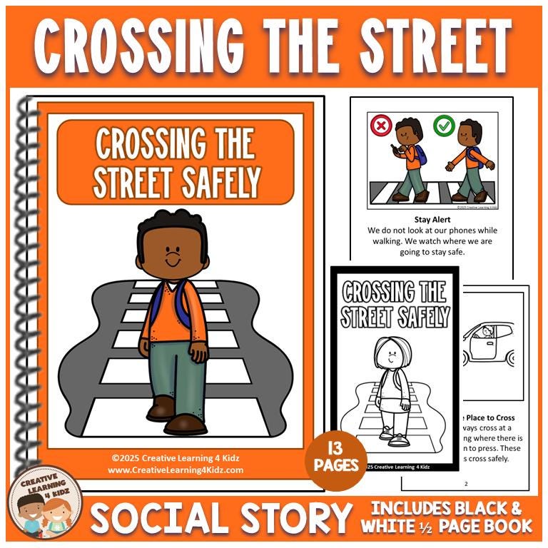 Crossing the Street Social Story Road Safety Awareness for Kids Special ...