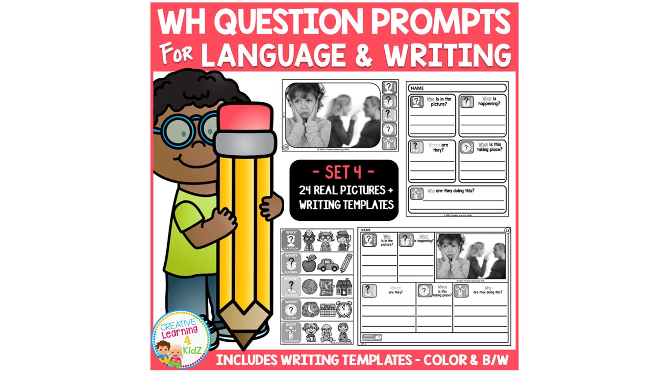 WH Question Prompts Set 4 Real Picture Cards & Writing Templates for ...