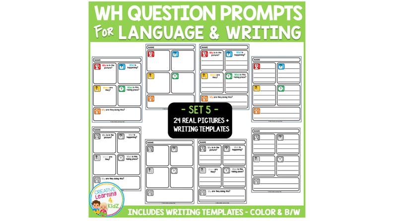 WH Question Prompts Picture Cards for Language and Writing Set 5 - Etsy