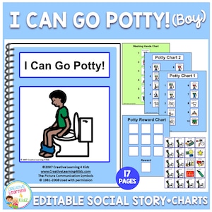 Social Story I Can Go Potty! Boy Book Toilet Training Autism- Editable ...