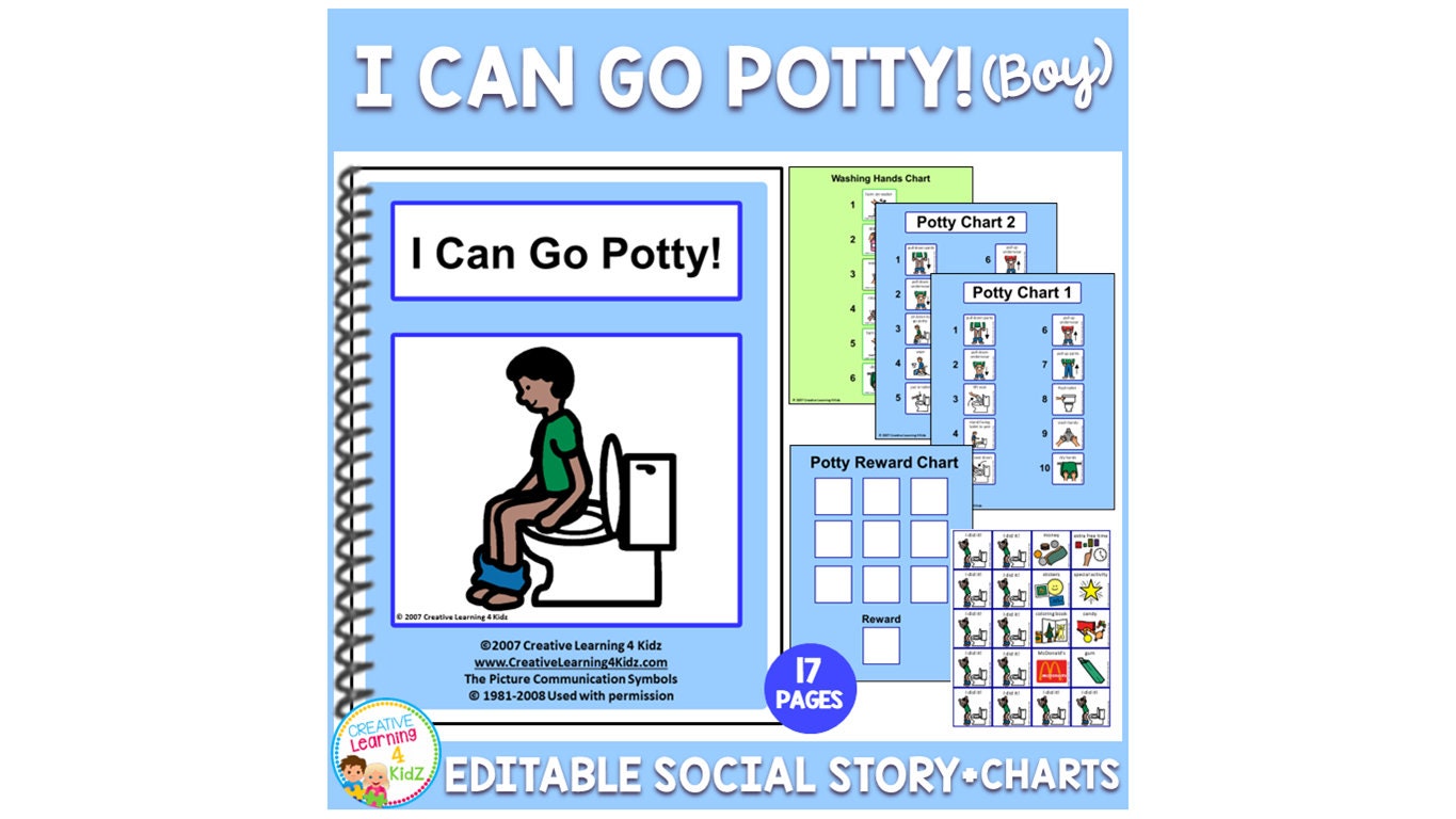 Social Story I Can Go Potty! Boy Book (editable) Toilet Training Autism ...