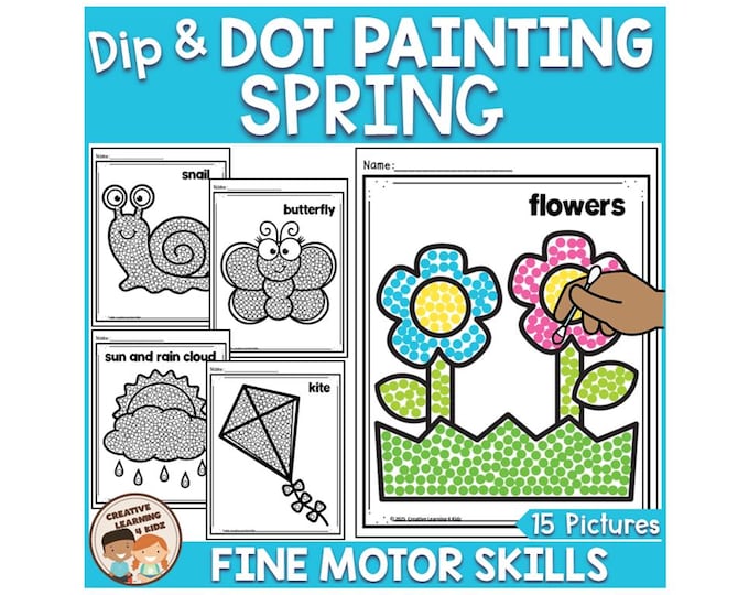 Spring NO PREP Q Tip Painting Mats for Preschool and Kindergarten Fine ...