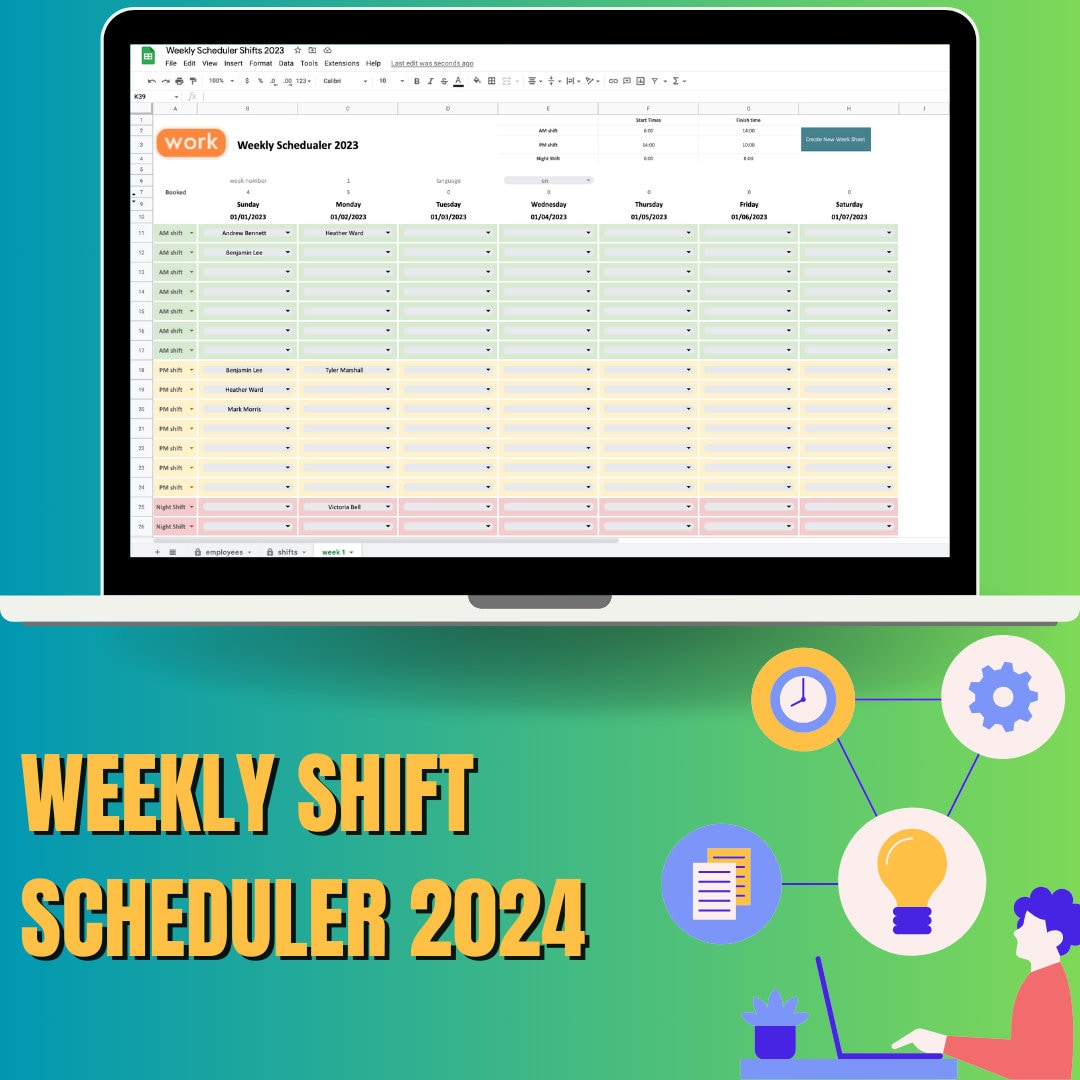 Best Shift Scheduler Google Sheet Template 2024 Weekly Shift Scheduler ...