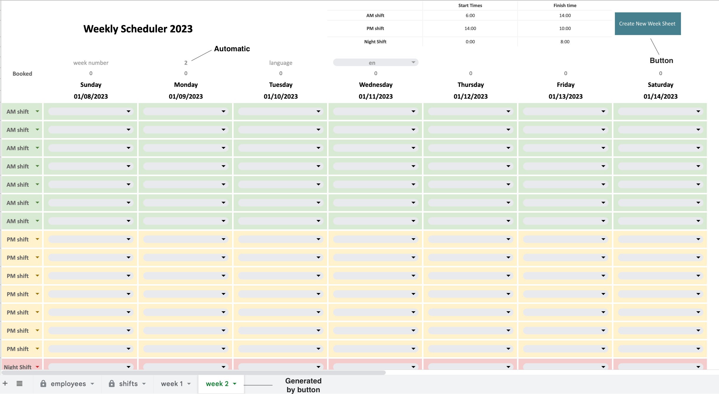 Best Shift Scheduler Google Sheet Template 2024 Weekly Shift Scheduler ...