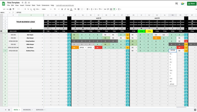 2024 Complete Google Sheets Rota Template Customizable Full-year ...