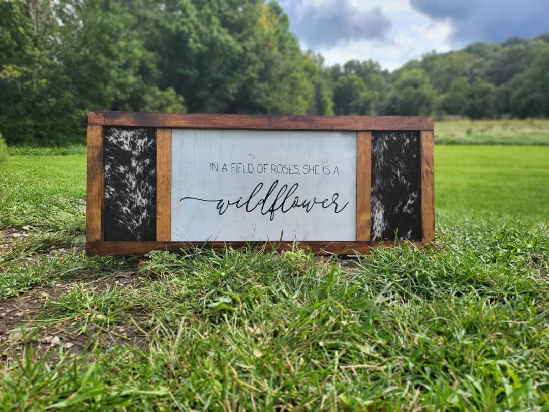 Genuine Cowhide Wood Sign, Customizable Rustic Sign, Rustic Decor ...