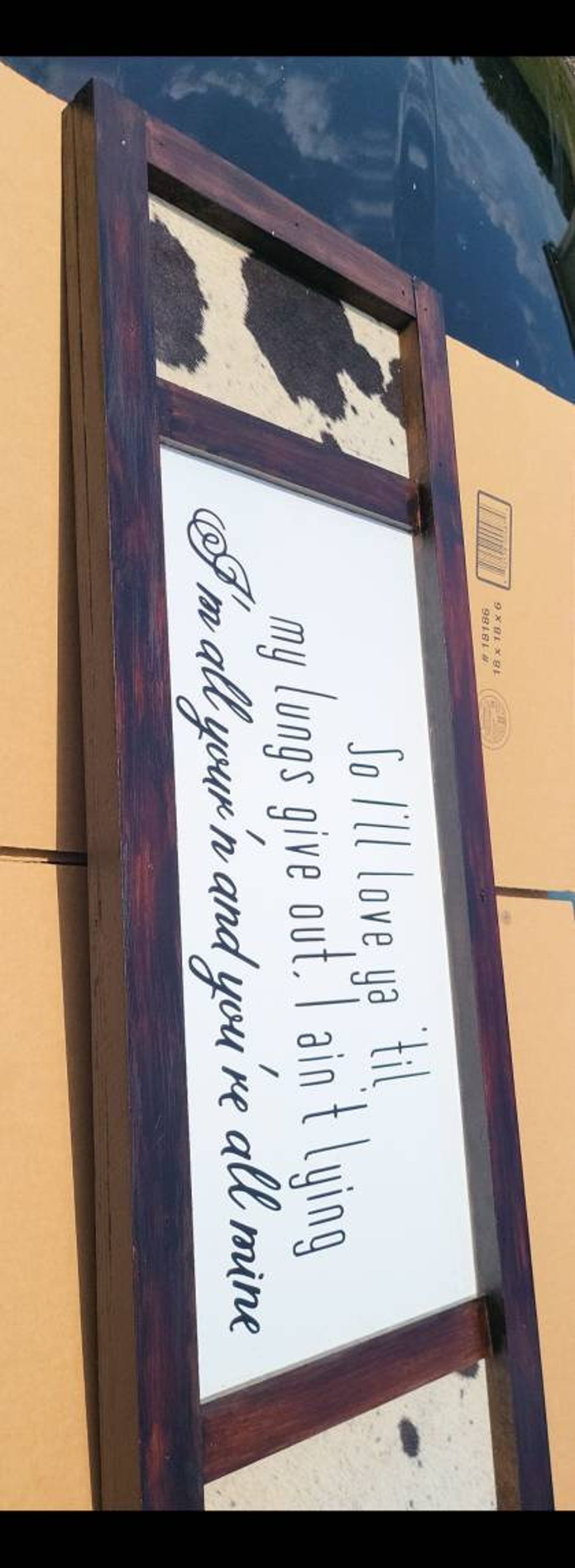 Genuine Cowhide Wood Sign Customizable Rustic Sign Rustic - Etsy