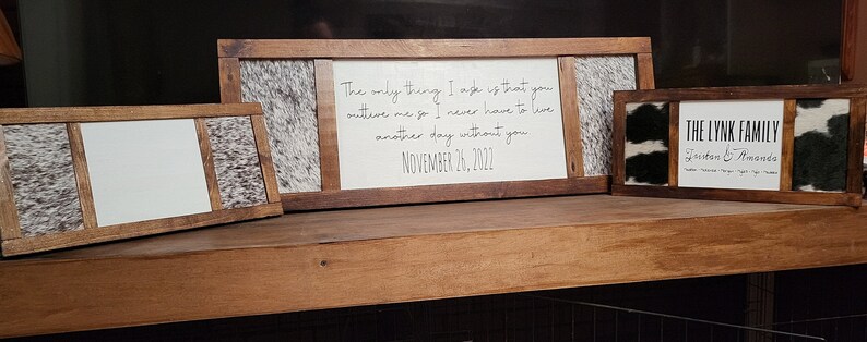 Genuine Cowhide Wood Sign Customizable Rustic Sign Rustic - Etsy