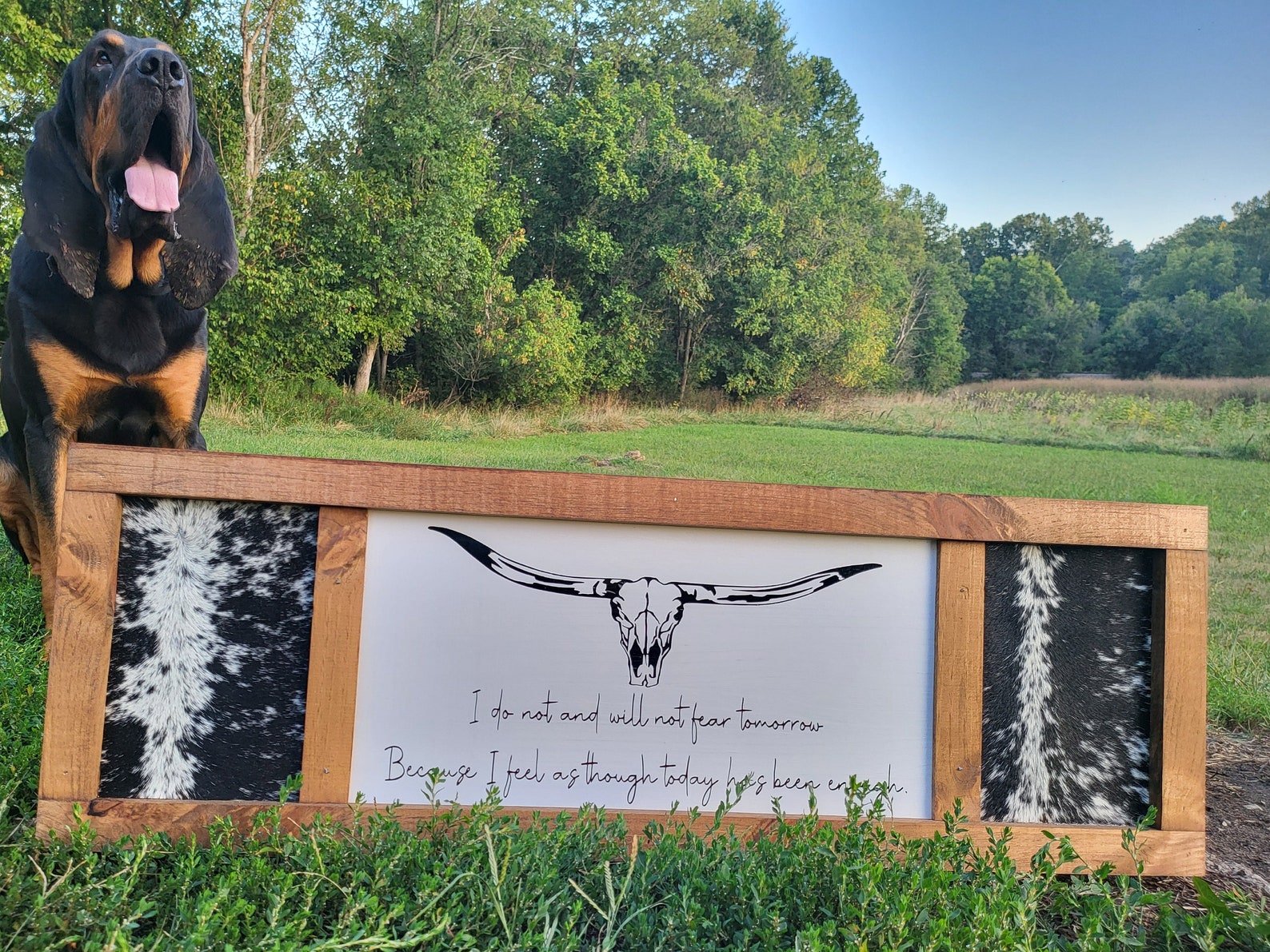 Genuine Cowhide Wood Sign, Customizable Rustic Sign, Rustic Decor ...