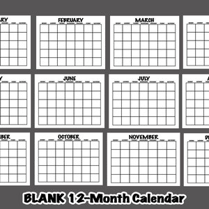 BLANK CALENDAR PRINTABLE Black & White Calendar School - Etsy