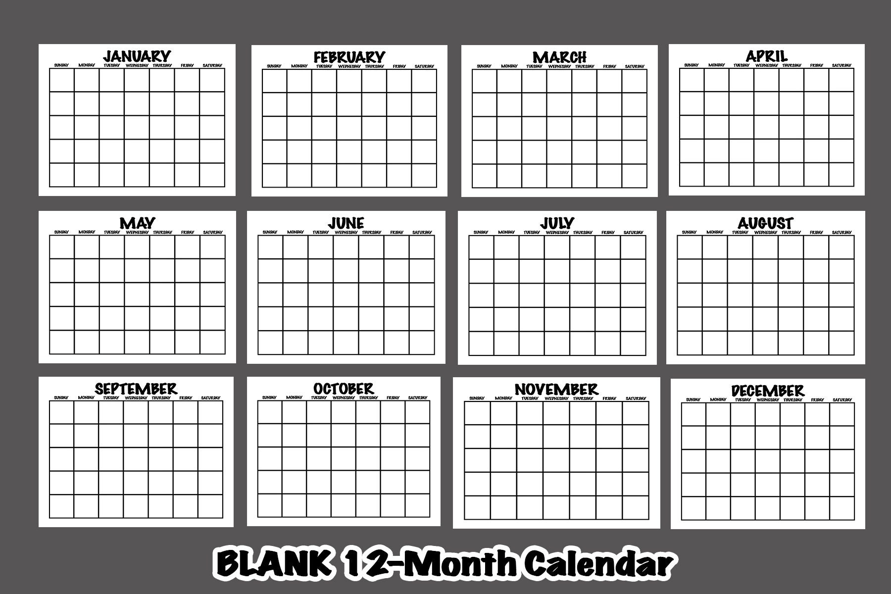 BLANK CALENDAR | PRINTABLE | Black & White Calendar | School Planner ...