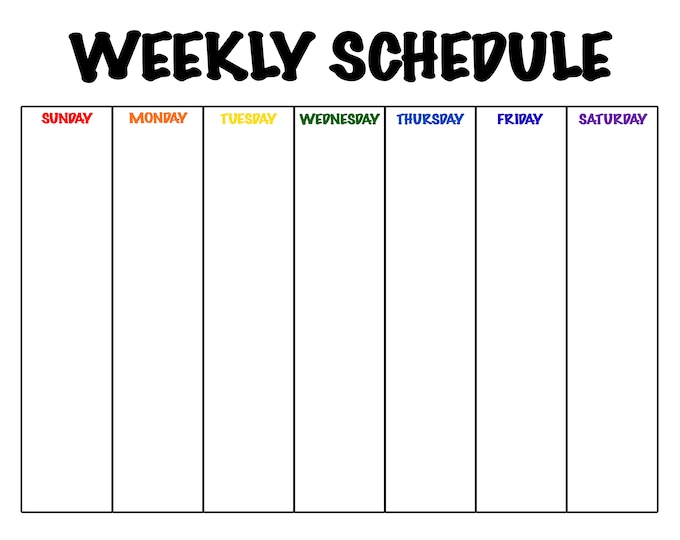 Weekly Schedule Sunday Saturday PRINTABLE Homeschool Weekly Planner ...