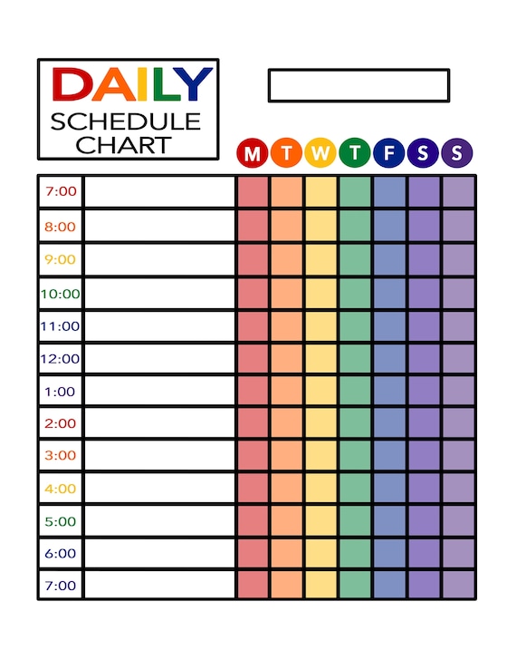 Daily Schedule Chart PRINTABLE Homeschool Chart - Etsy
