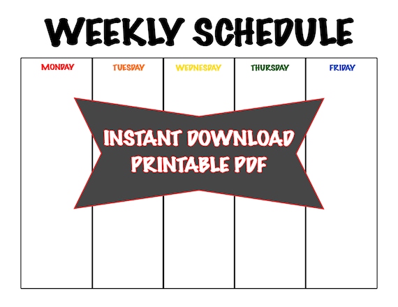 Horario Semanal Imprimible De Lunes A Viernes