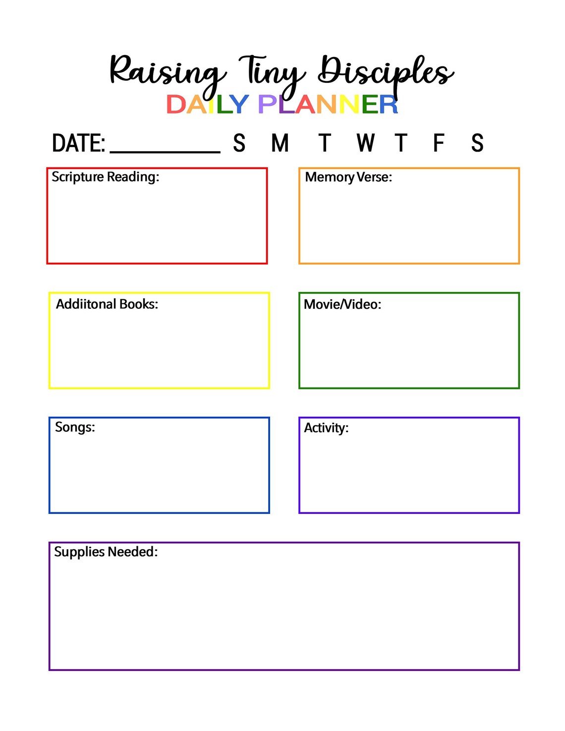 Raising Tiny Disciples DAILY Planner | PRINTABLE | Homeschool, Bible ...