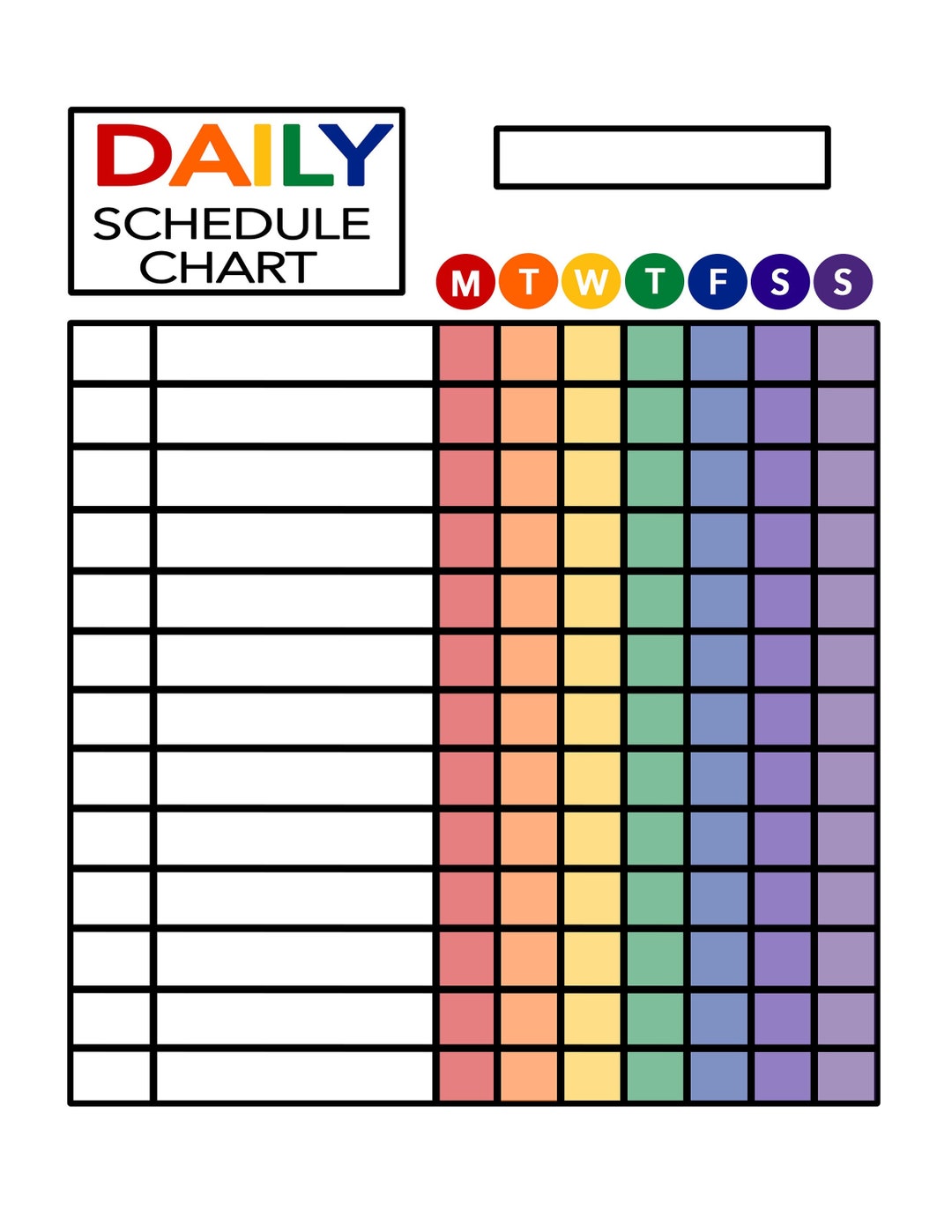 Daily Schedule Chart (WITHOUT TIMES for a More Customizable Chart ...