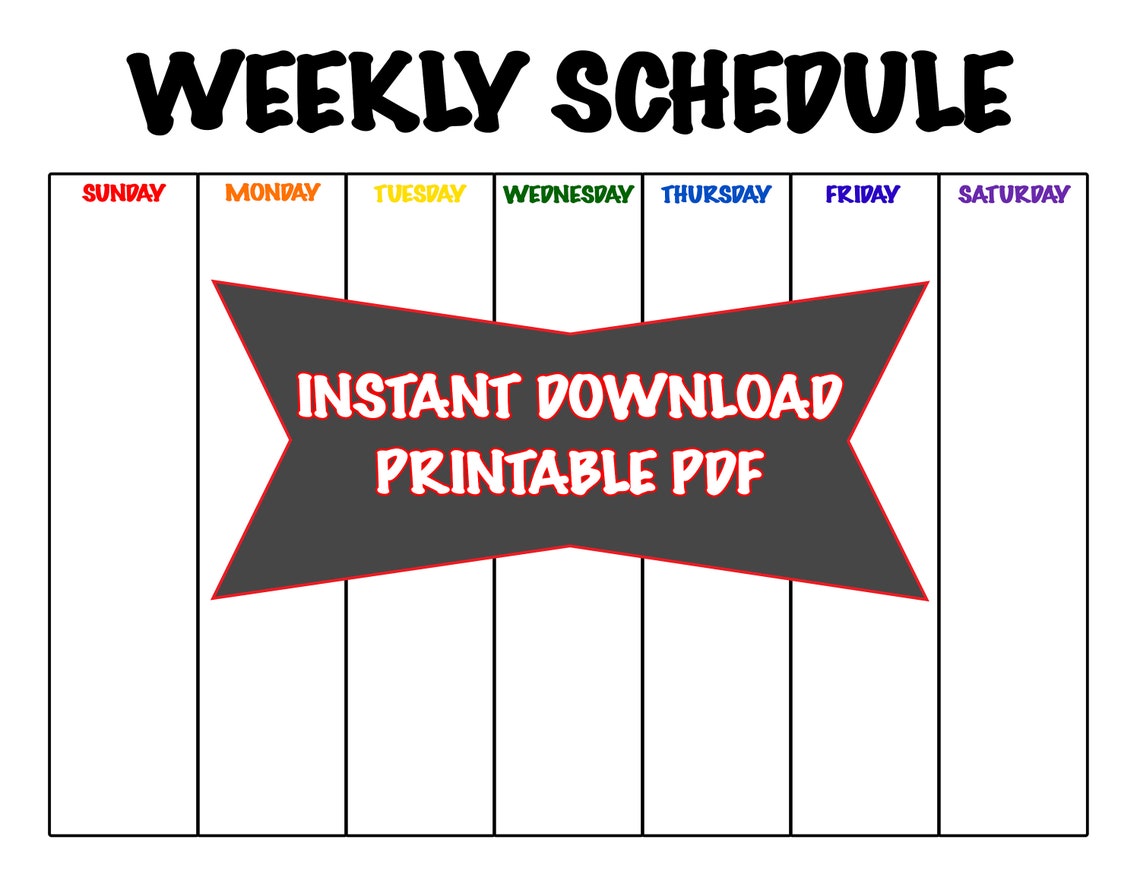 Weekly Schedule Sunday - Saturday | PRINTABLE | Homeschool Weekly ...