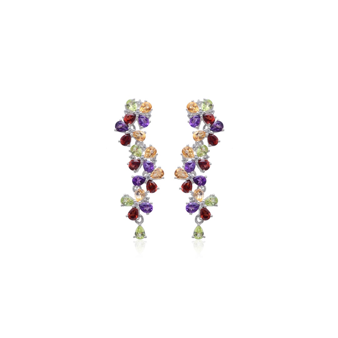 Colorful Dangle Earrings, Multi Stone Earring, Multicolor Earrings ...