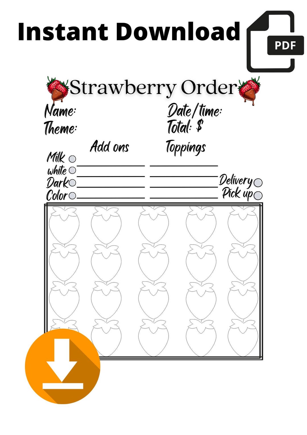 Strawberry Order Form - Etsy
