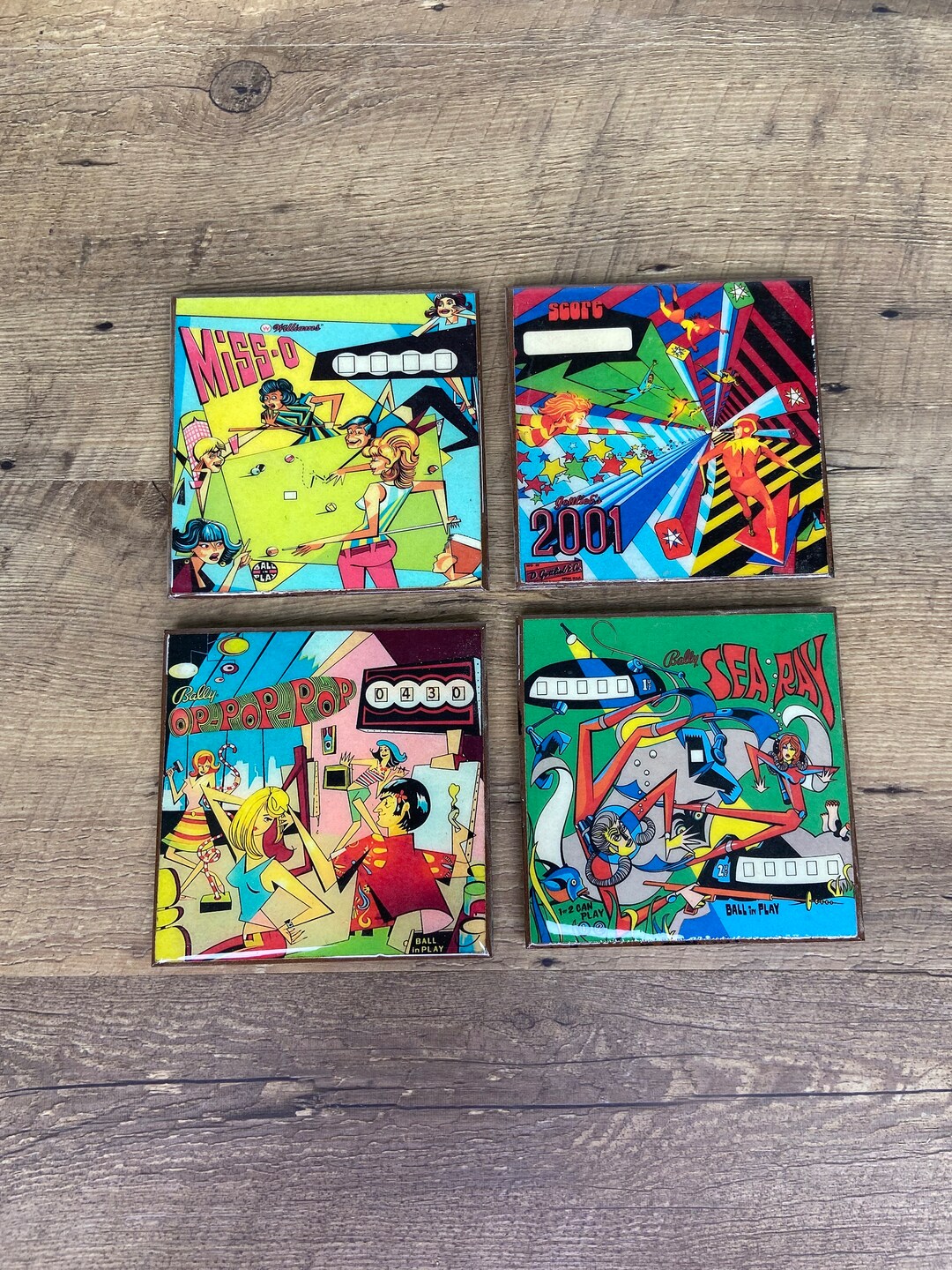 Retro Pinball Backlight Art Coasters - Resin Sealed Hard Topcoat ...