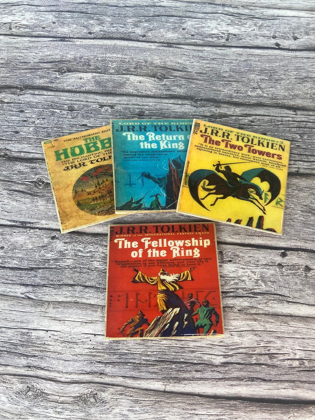 Lord of the Rings Book Cover Coasters: Handmade Wood Coaster Set - Etsy