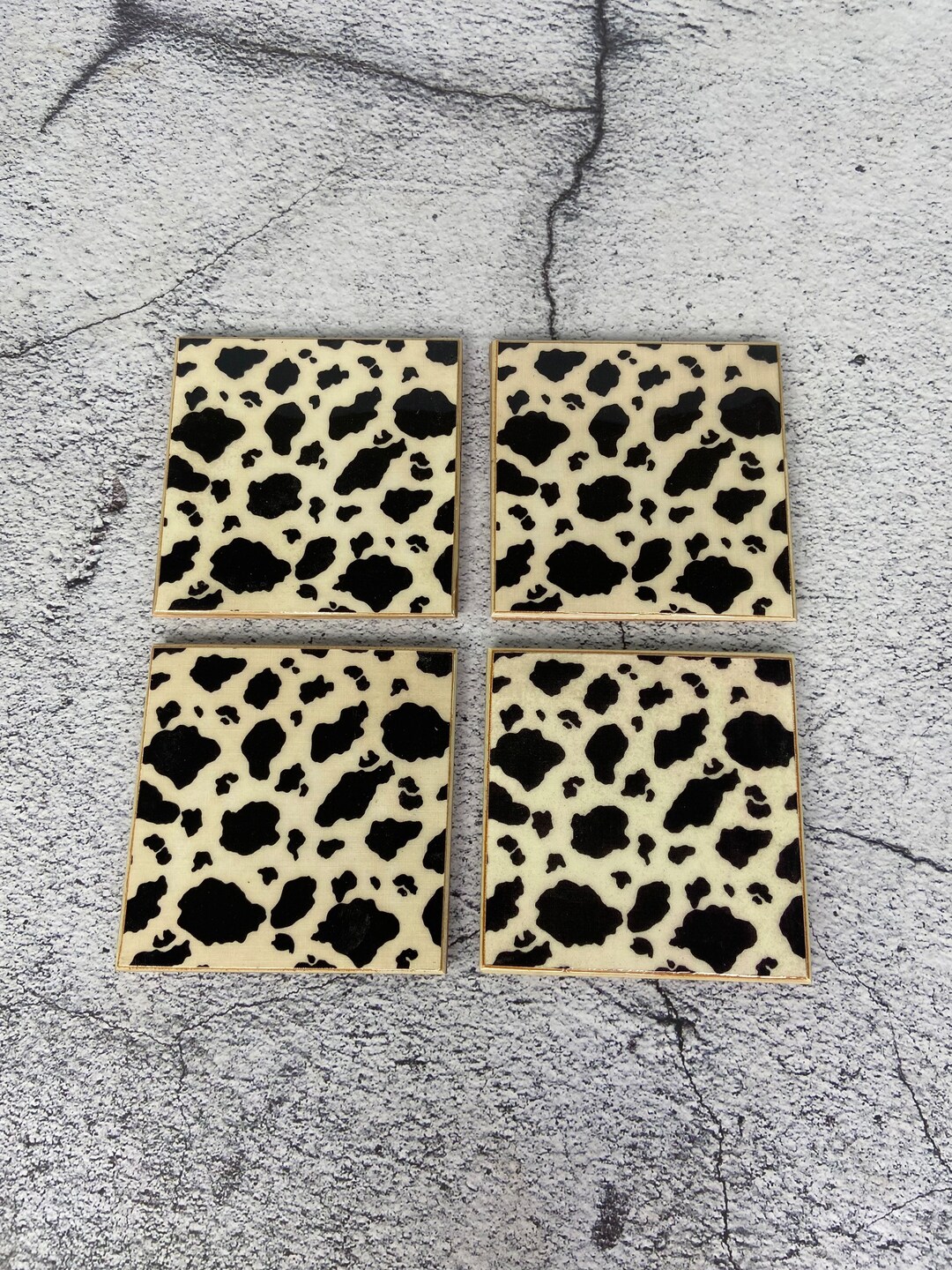 Cow Print Coasters: Handmade Wood Coaster Set - Etsy