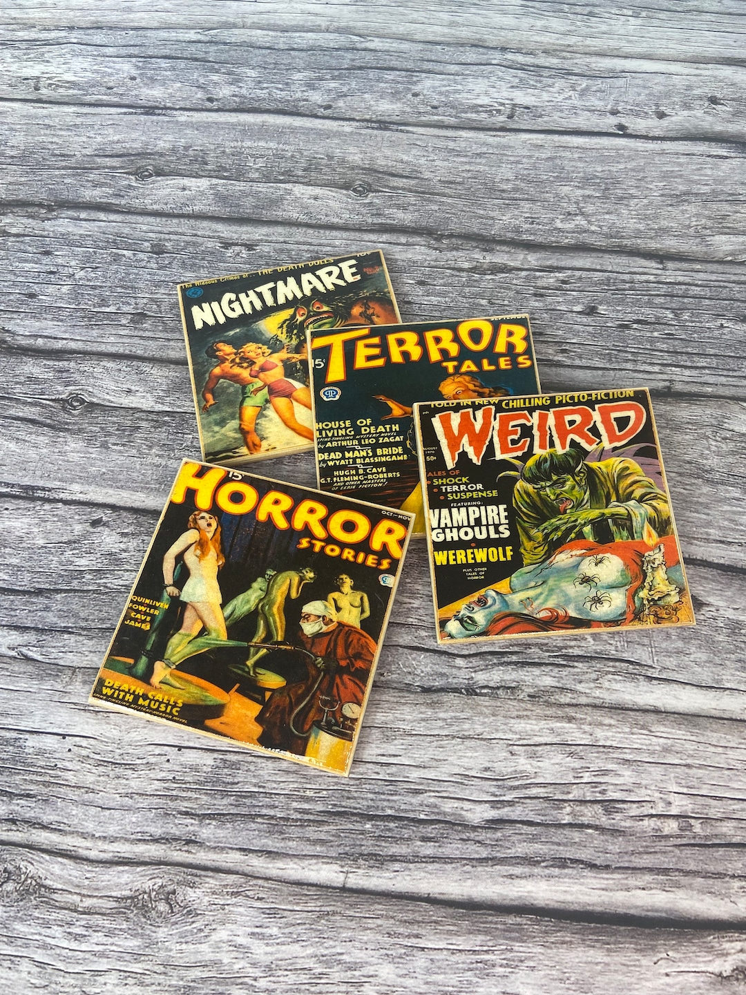 Retro Horror Pulp Comic Coasters - Handmade Decorative Coaster Set of ...