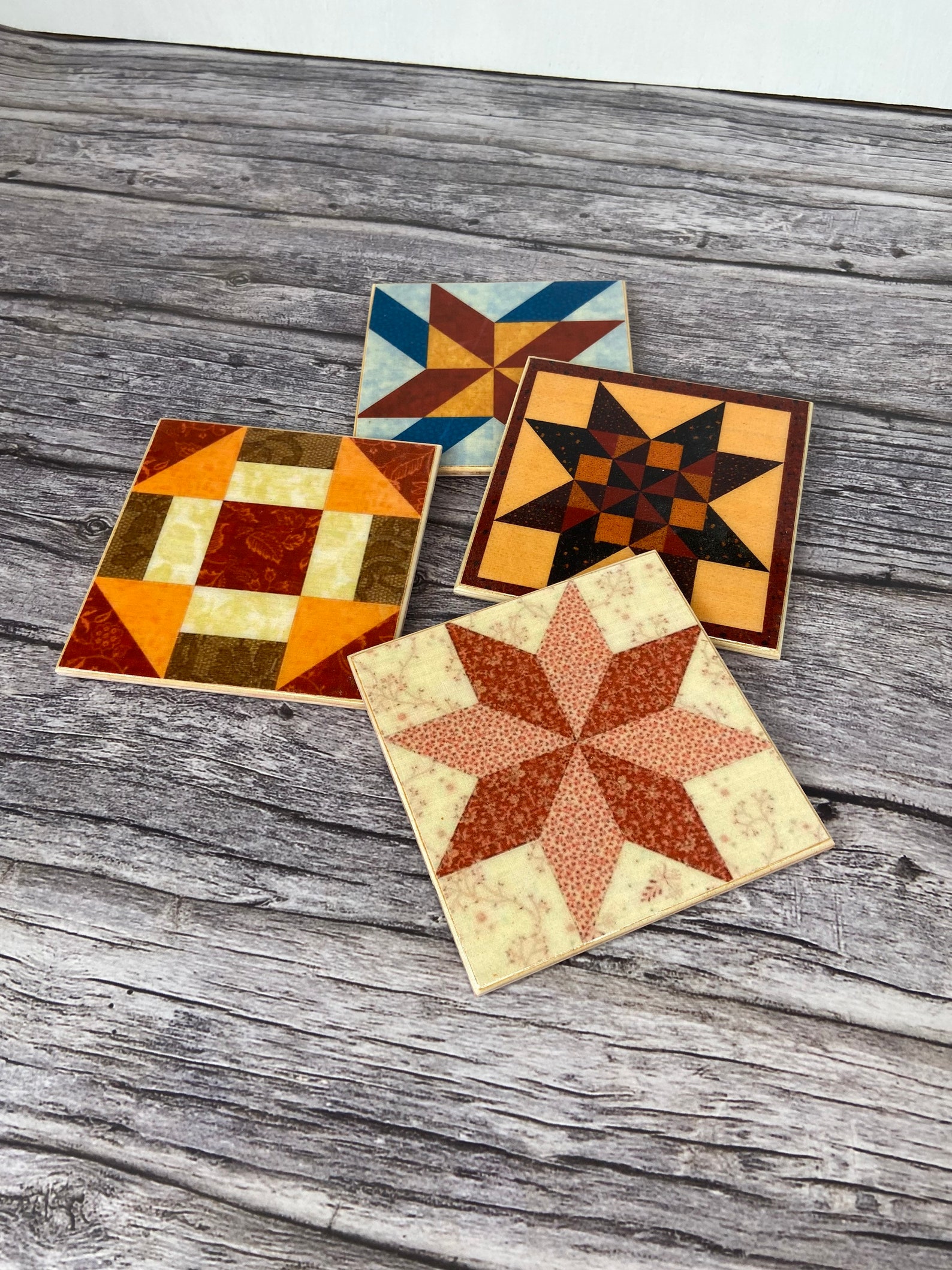 Quilt Square Farmhouse Decor Coasters: Handmade Wood Coasters - Etsy