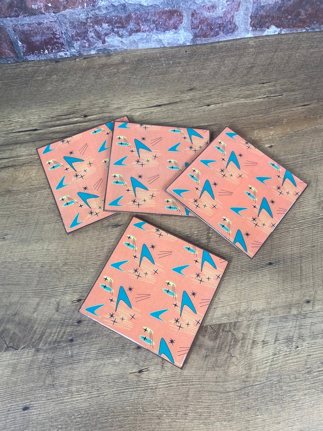 Atomic Age Retro Boomerang Coasters: Handmade Wood Coaster Set - Etsy