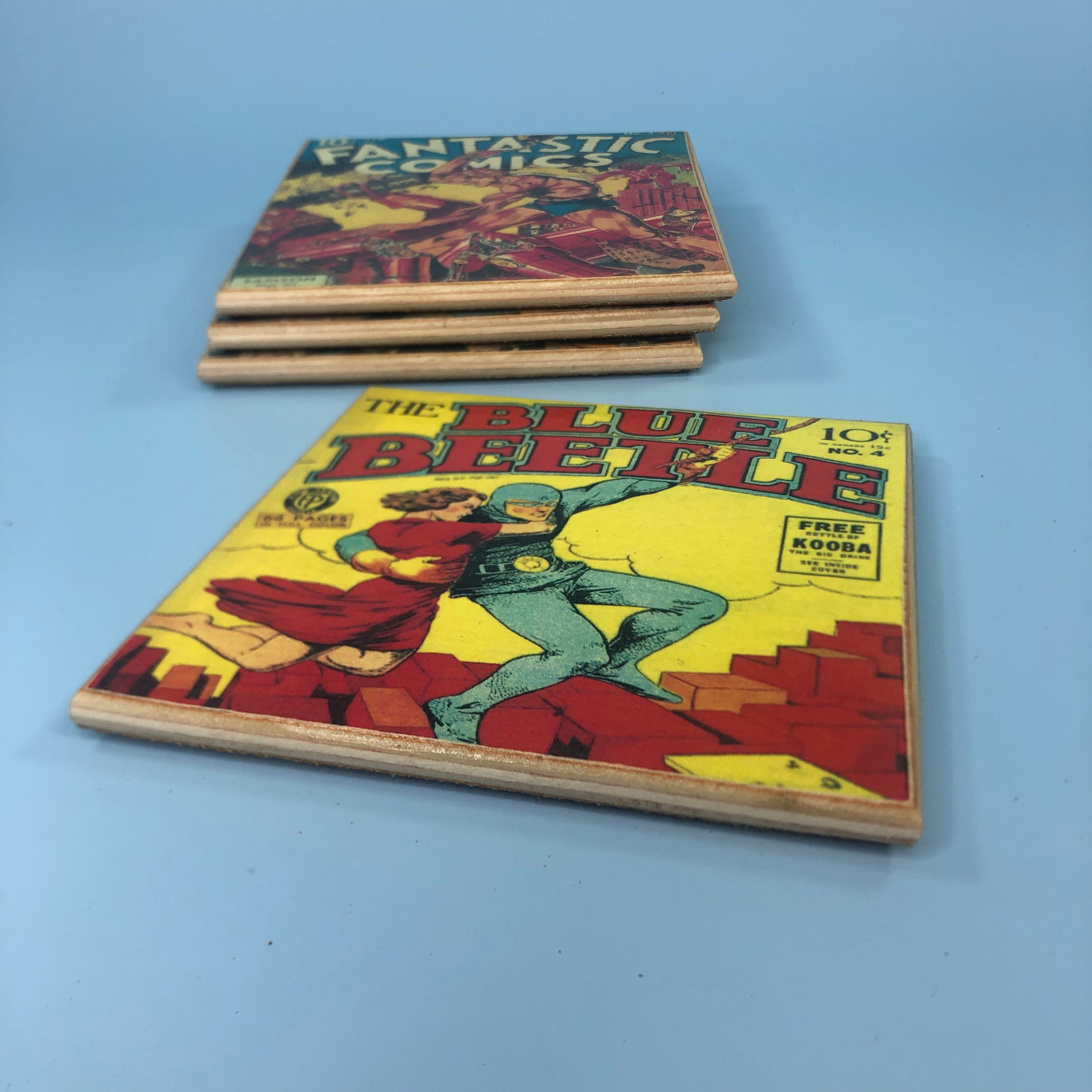 Retro Pulp Action Comic Book Coasters Handmade Decorative Coaster Set ...
