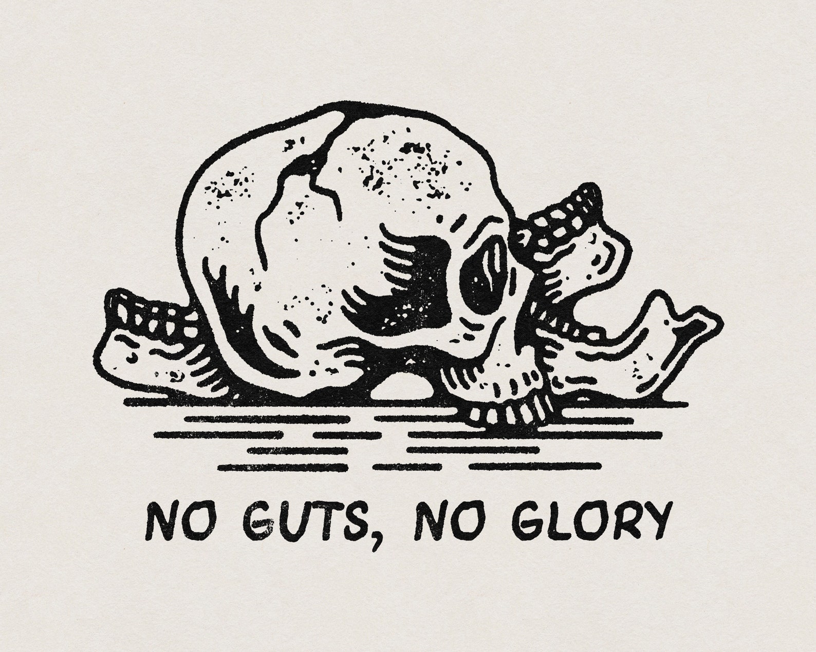 No Guts, No Glory – Minimalist Funny Skull for Mental Health and ...