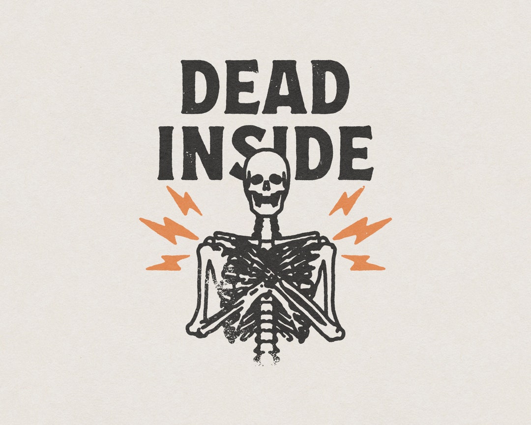 Dead Inside Spooky Skeleton Coffin Vintage Halloween Funny and Humorous ...