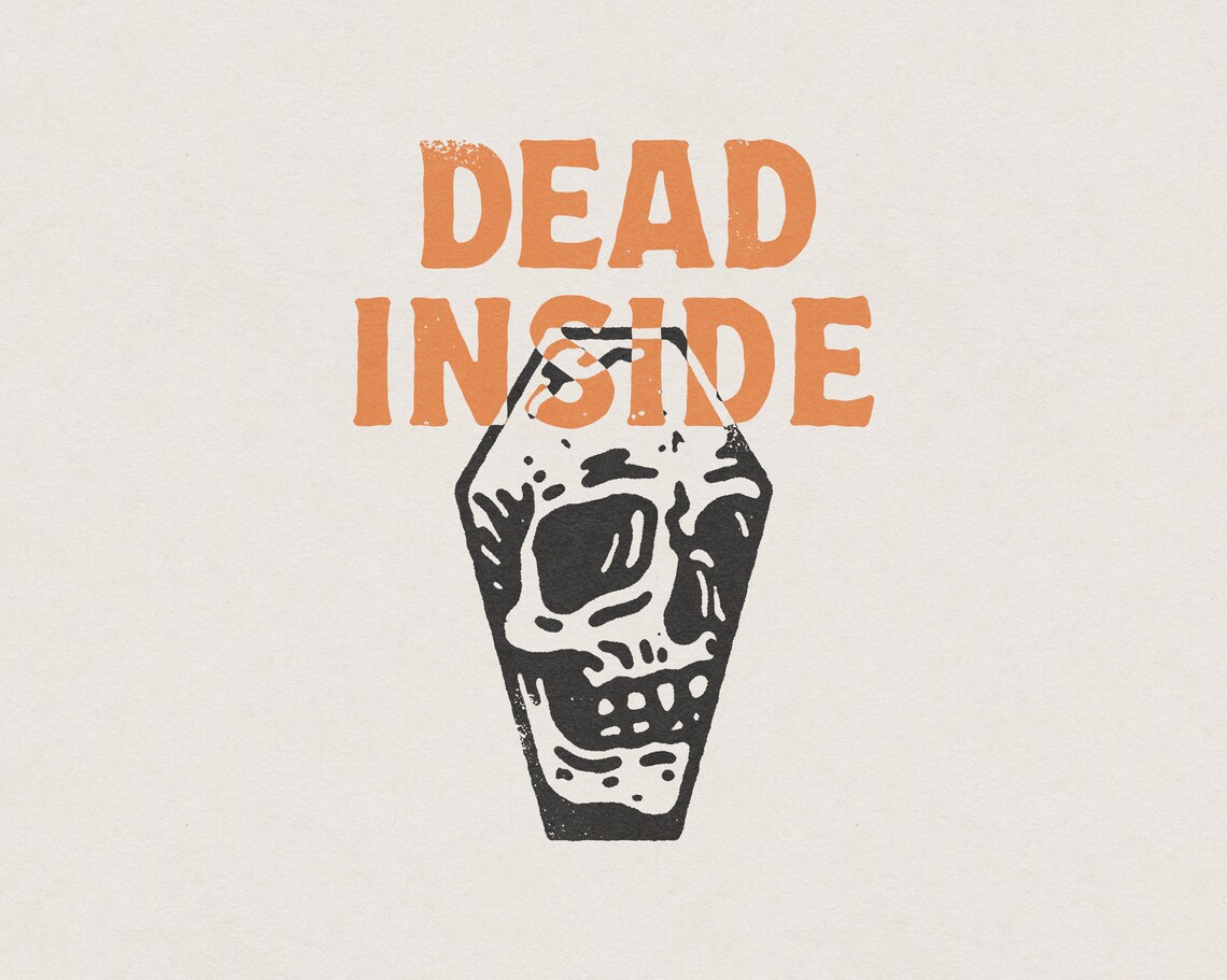 Dead Inside Spooky Skull Coffin Vintage Halloween Funny and Humorous ...