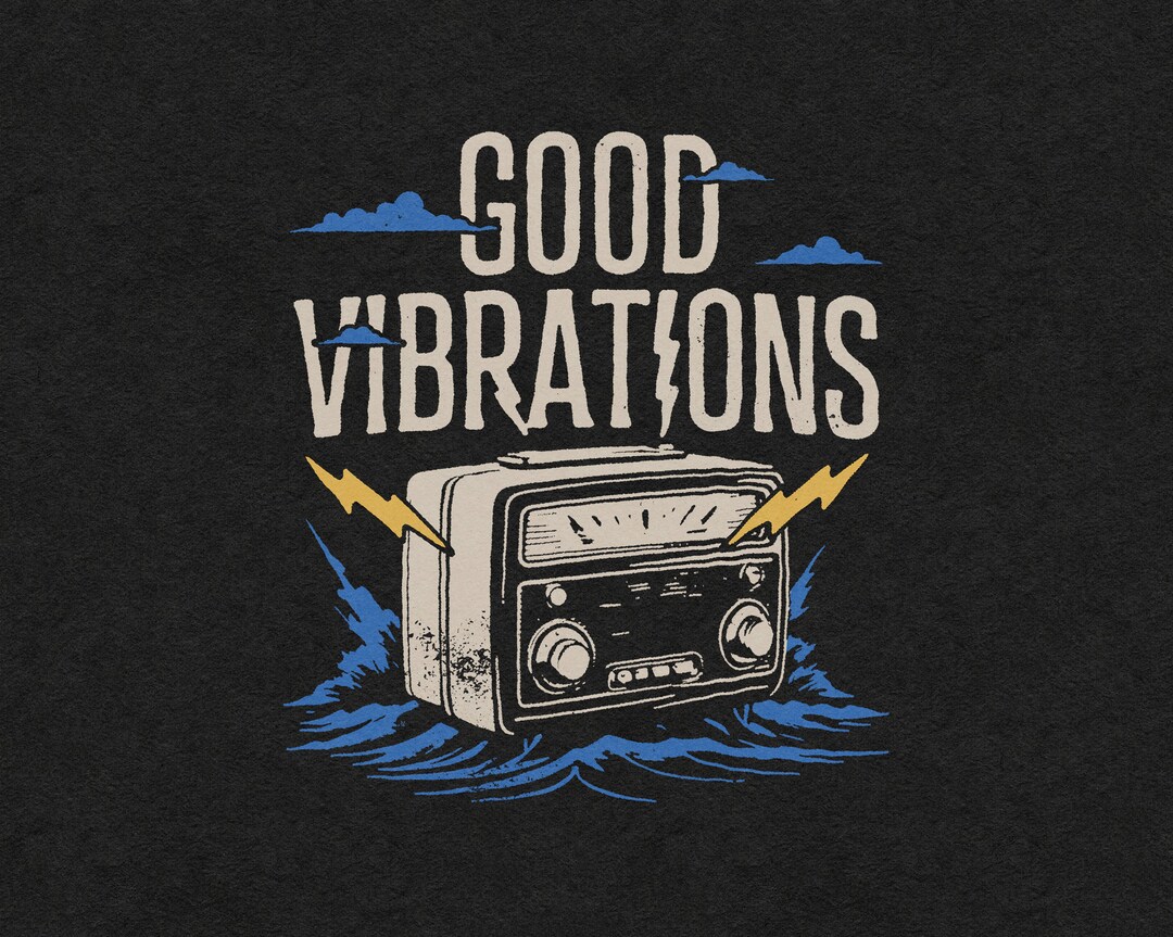 Good Vibrations Retro Vintage Radio Transmitting Lightning Bolts Good ...