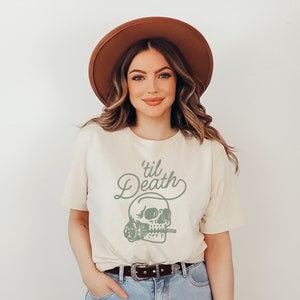 Til Death Vintage Skull Traditional Tattoo Line Work Illustration P&co ...