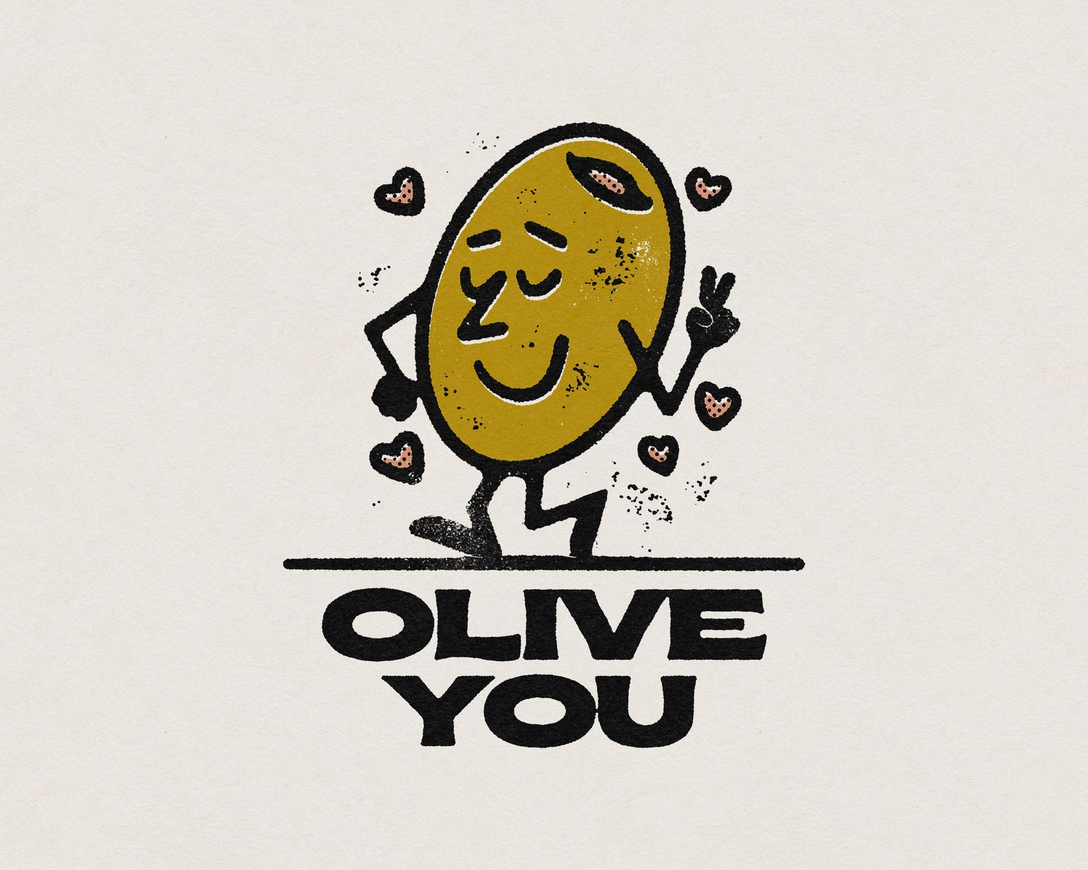 Olive You, I Love You Cute Retro Mascot Cartoon Transparent PNG Digital ...