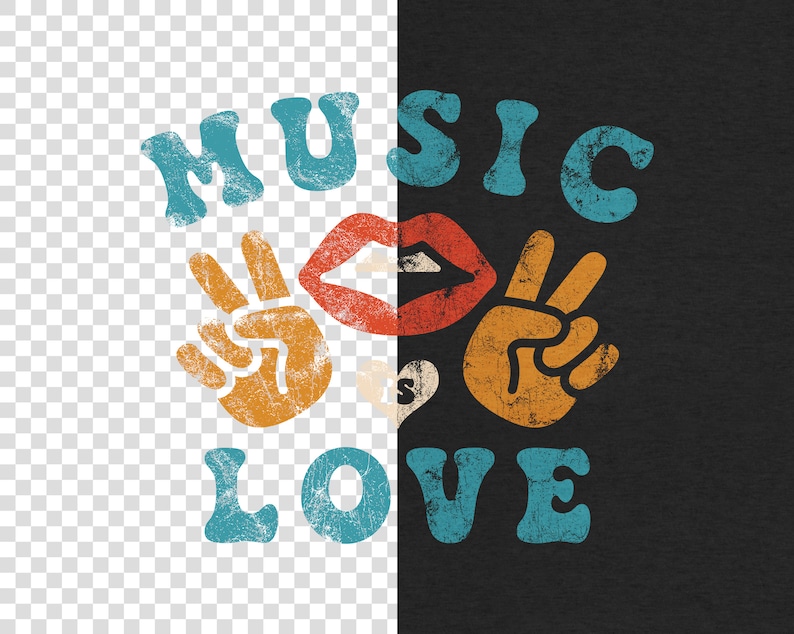 Music is Love Transparent PNG Digital Download for DTG Printing, DTF ...