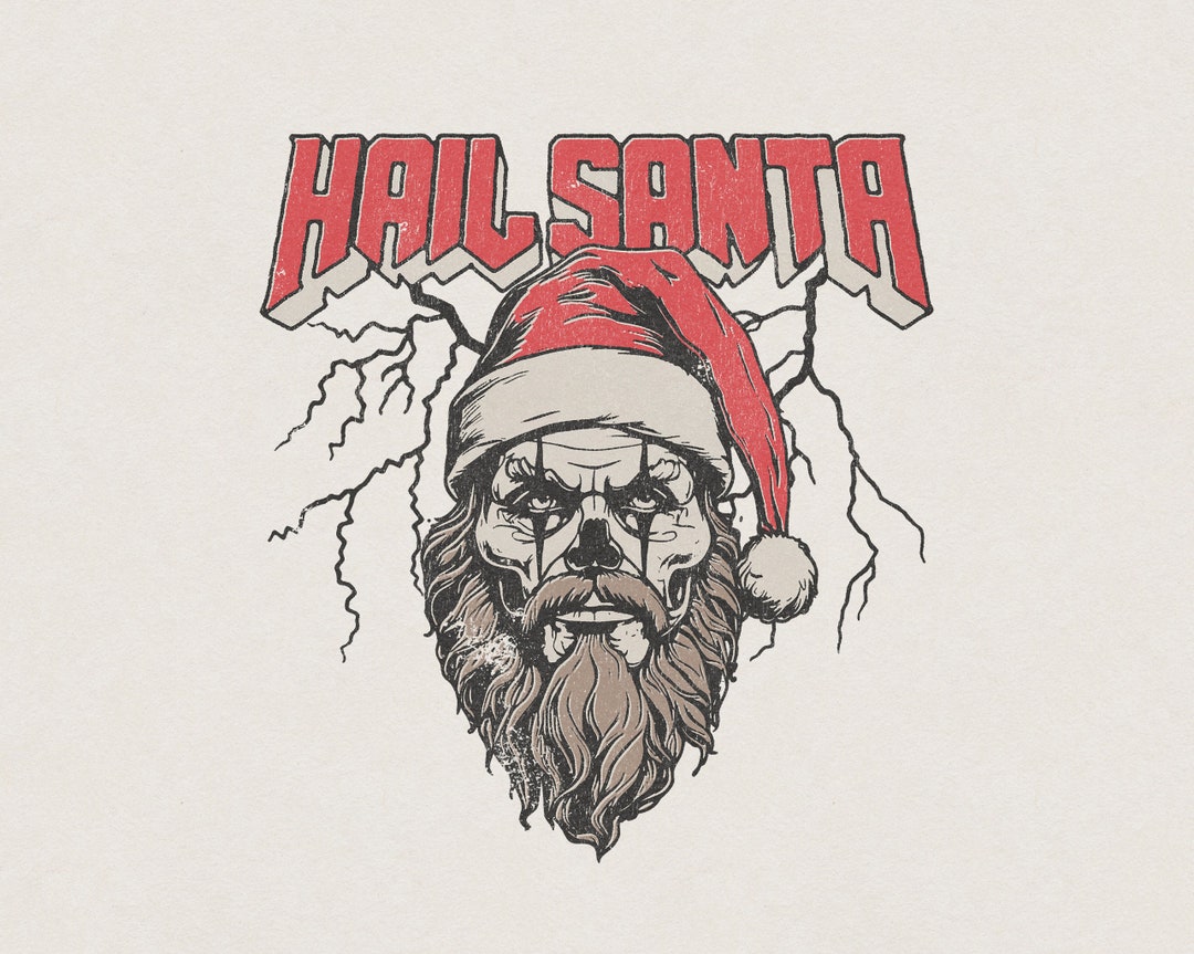 Hail Santa Gothic Heavy Metal Punk Santa Claus Funny & Humorous ...