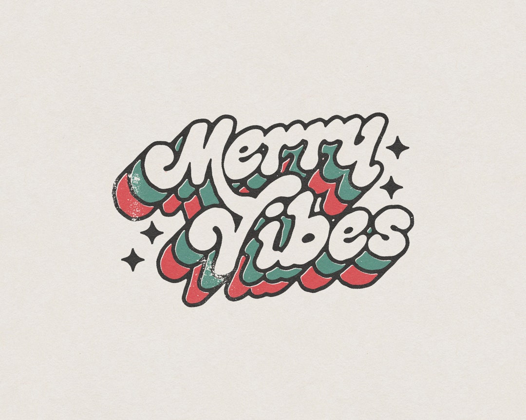 Merry Vibes Christmas Holly Jolly Hippie Holiday Spirit Funny ...