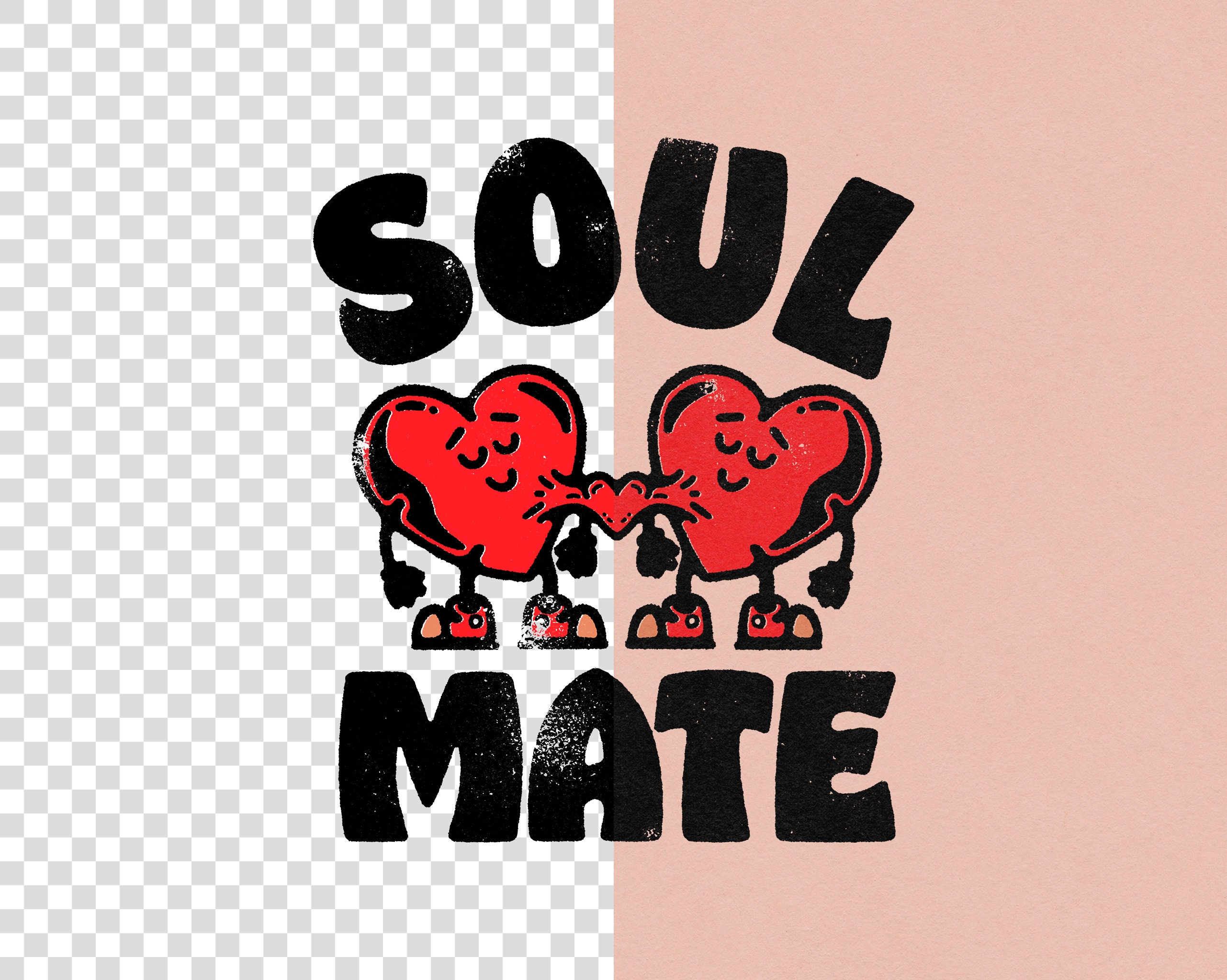 Soul Mate Cute Funny Vintage Retro Heart Mascot Cartoon - Etsy