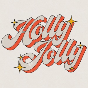 Holly Jolly Script Retro Vintage Minimalist Christmas Transparent PNG ...