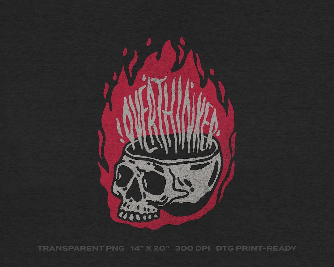 Overthinker Anxiety Skull Mental Health Transparent PNG Digital ...