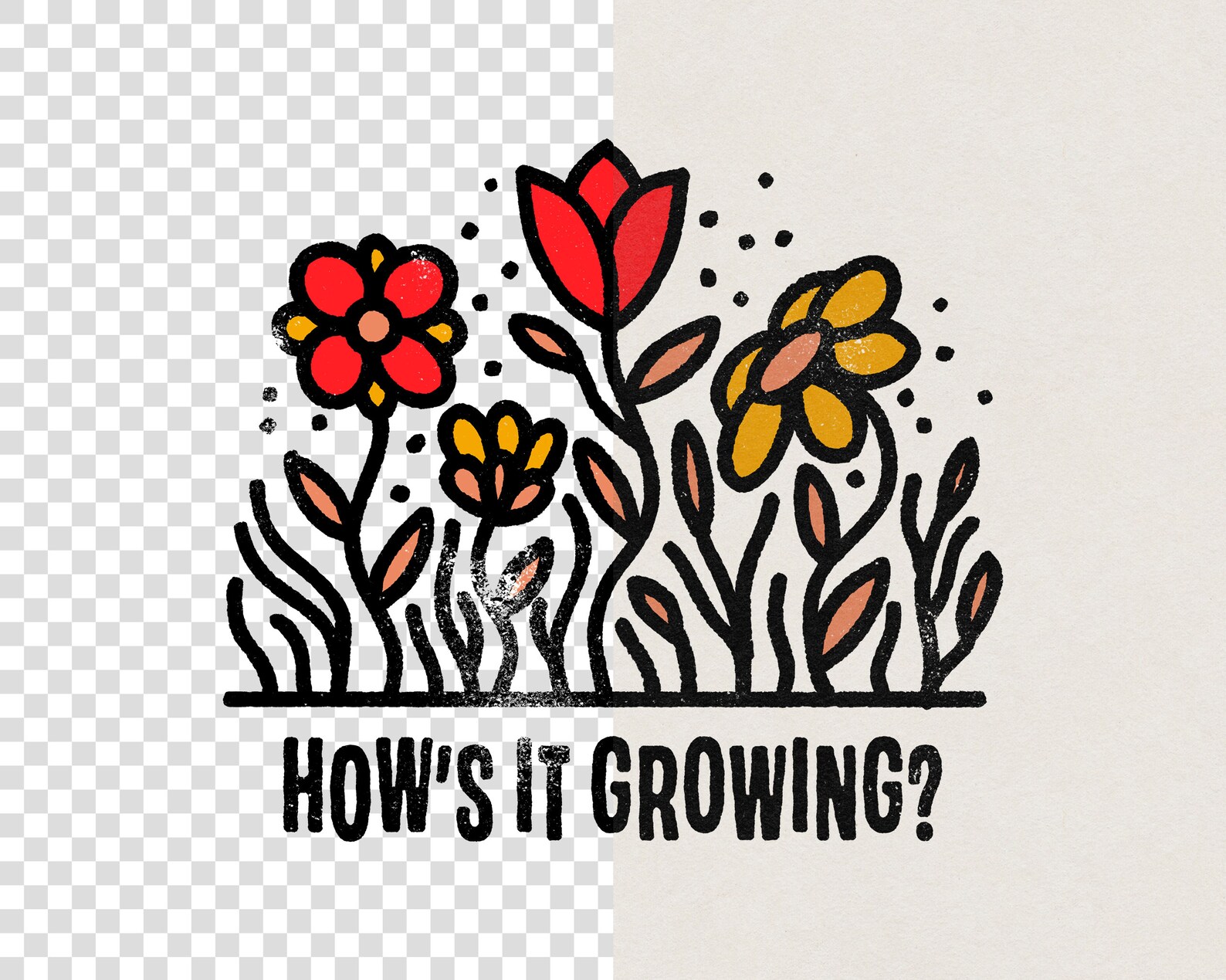 How's It Growing? Cute, Funny Flower and Plant Saying, Retro Vintage ...
